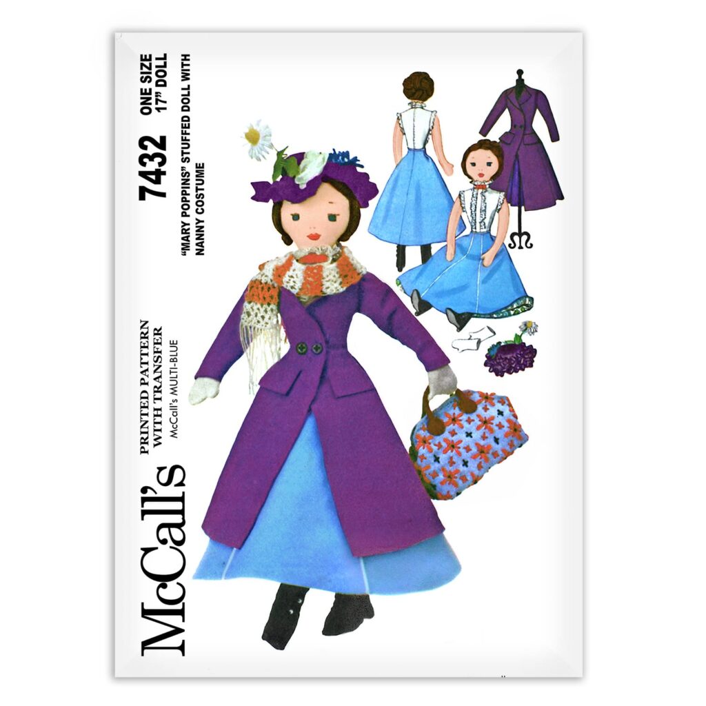 McCalls 7432 Mary Poppins Stuffed Rag Doll and Clothes Sewing Pattern