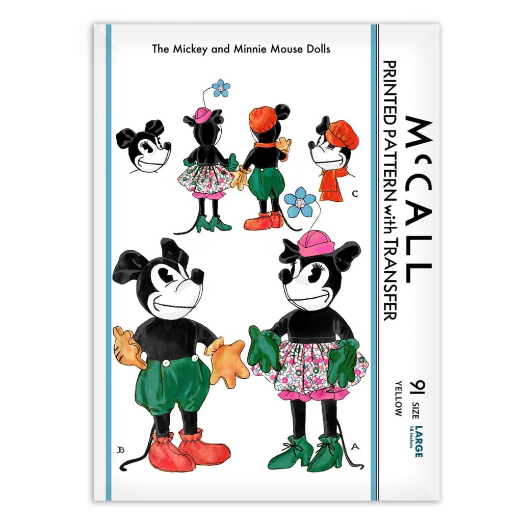 Mickey and Minnie Mouse Doll McCall 91 Sewing Pattern Disney Large ...