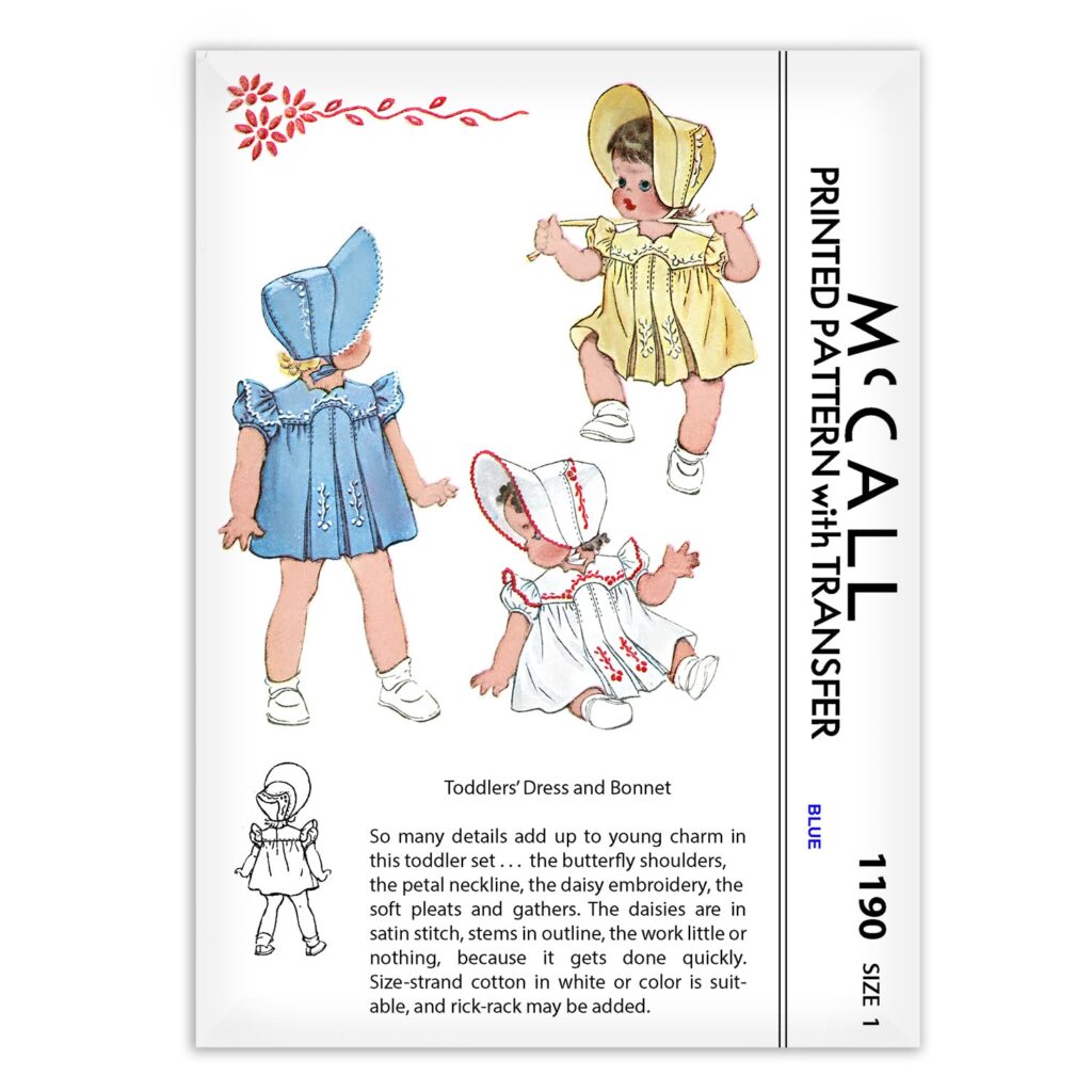 Toddlers Dress and Bonnet McCall 1190 Vintage Pattern | Vintage Sewing ...