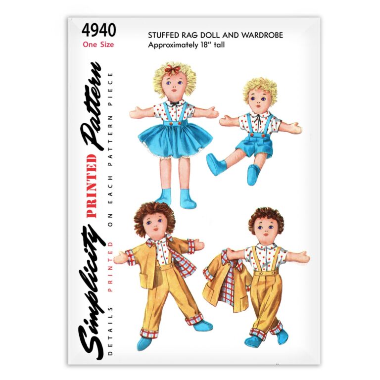 Stuffed Rag Doll Girl and Boy Clothing Simplicity 4940 Pattern ...