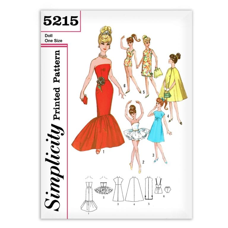 Barbie Doll Evening Dress Gown Bathing Suit Simplicity 5215 Pattern ...