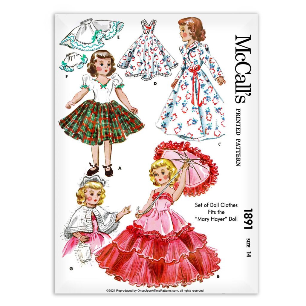 Doll Clothes Mary Hayer McCall's 1891 Pattern Dress Parasol Cape ...
