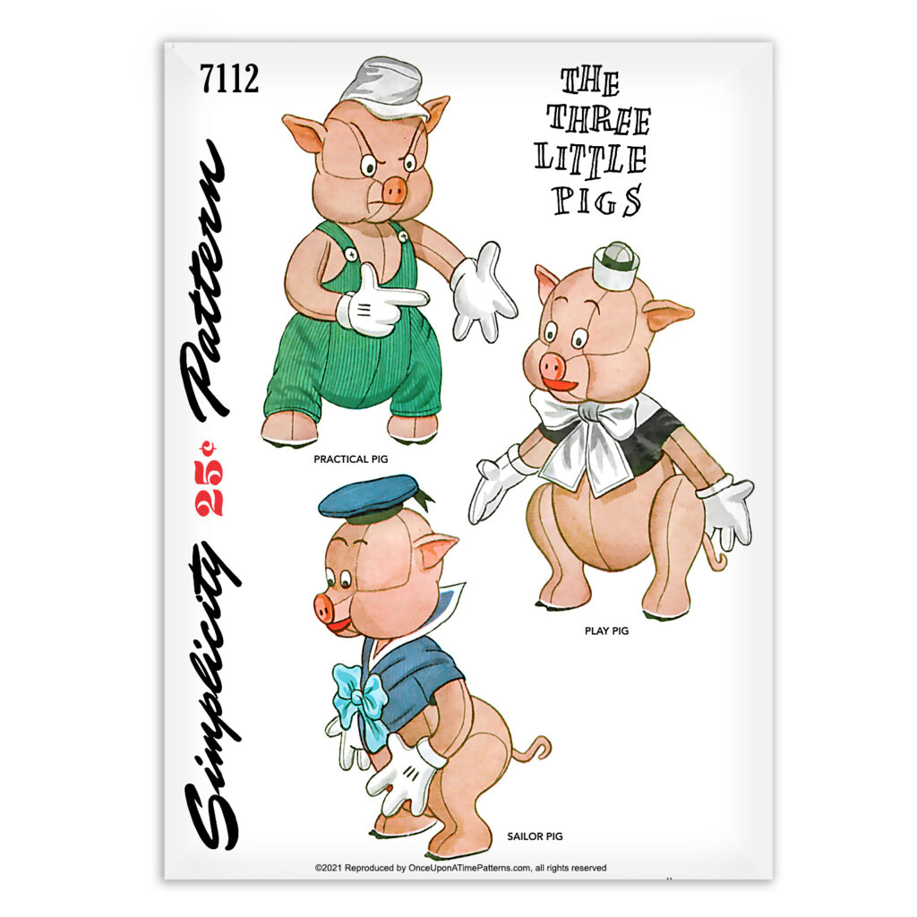 The Three Little Pigs Stuffed Animal Pattern Simplicity 7112 | Vintage ...