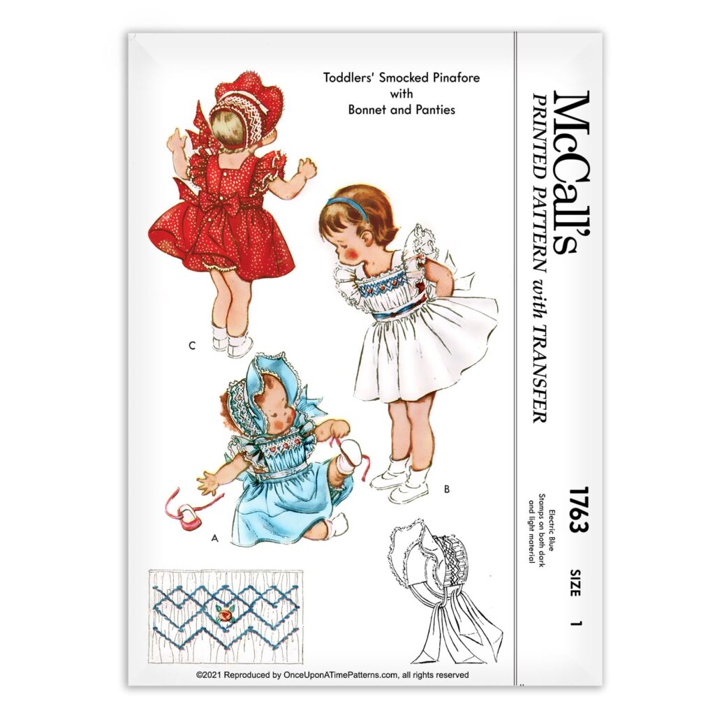 Toddlers Smocked Pinafore with Bonnet McCalls 1763 | Vintage Sewing ...