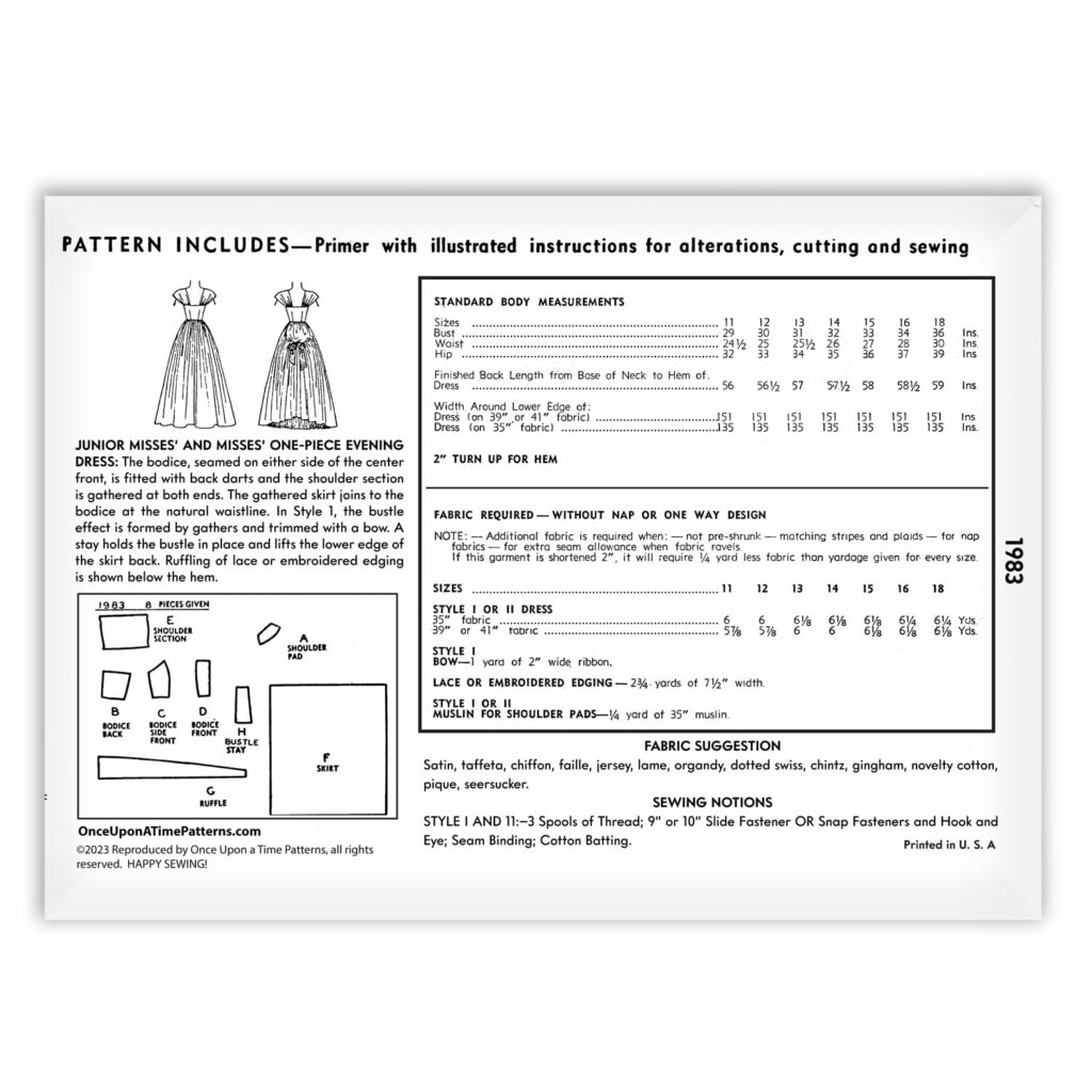 Evening Long Gown Dress with a bustle Simplicity 1983 Sewing Pattern ...