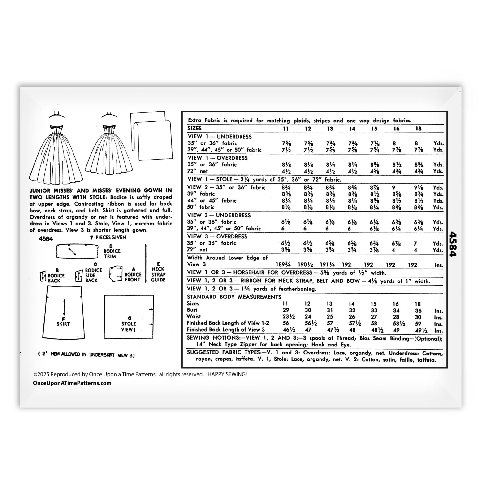 Simplicity 4584 Evening Ball Gown Dress Sewing Pattern | Vintage Sewing ...