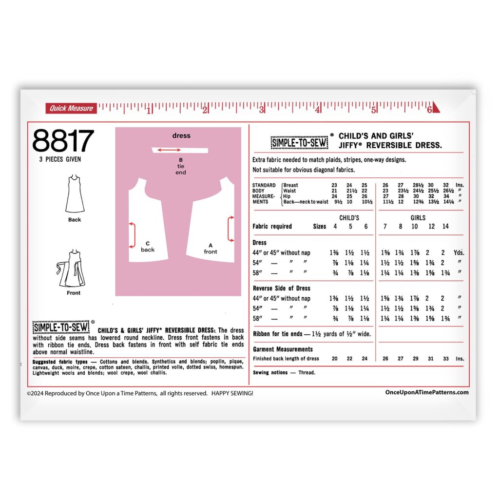 Girls Reversible Wrap Dress Simplicity 8817 Sewing Pattern – Jiffy Tie ...
