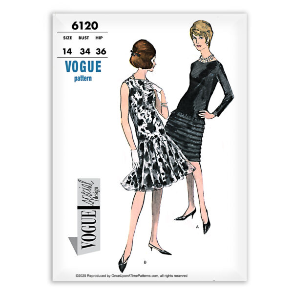 Vogue 6120 One piece vintage Tucked or full circular dress sewing ...